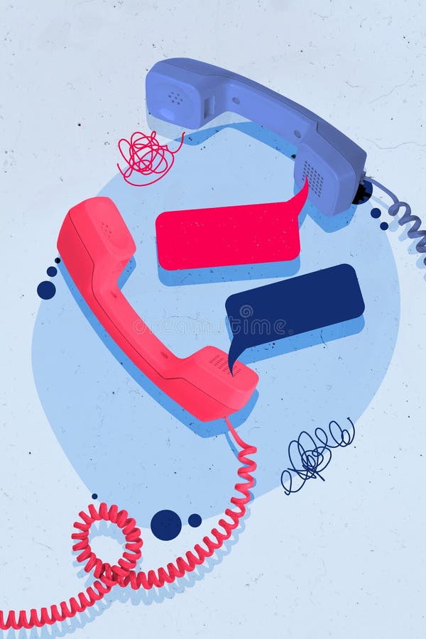 Vertical Collage Telecommunication Phone Talk Call Conversation ...