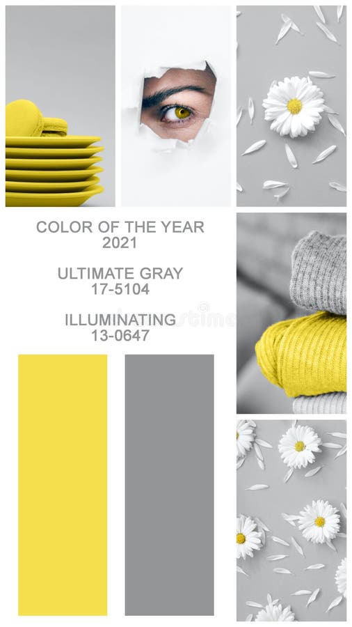 Vertical Collage in the Trendy Color Combination of 2021 - Gray and ...