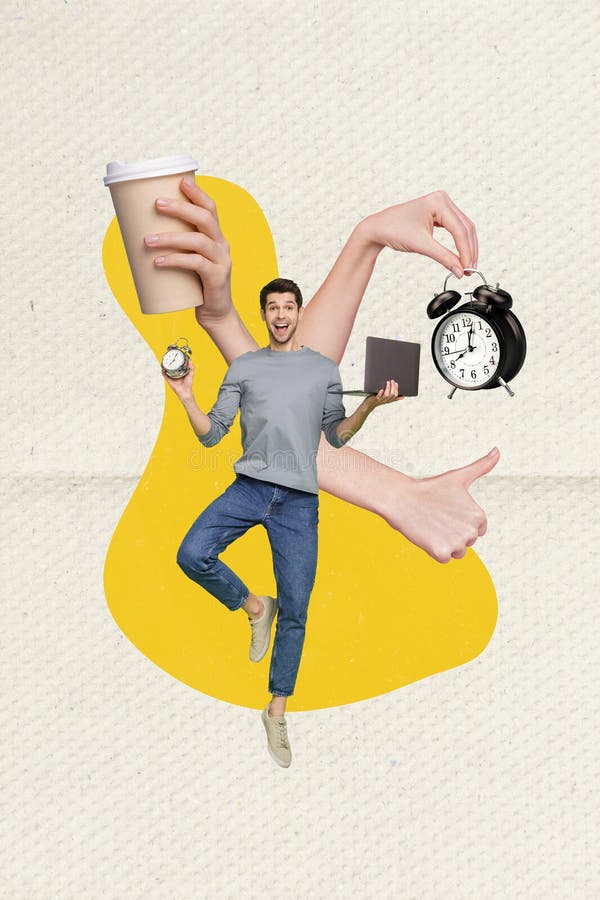 Vertical Collage of Young Programmer Man Freelancer Good Job Feedback ...