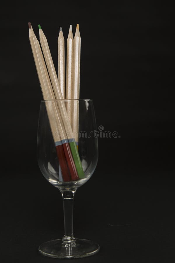Colored Pencils in a Wine Glass III Stock Photo - Image of cutting ...