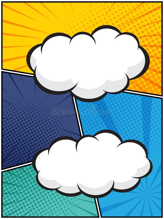 Colorful Comic Book, Pop Art Cartoon Layout Template Halftone Dotted ...