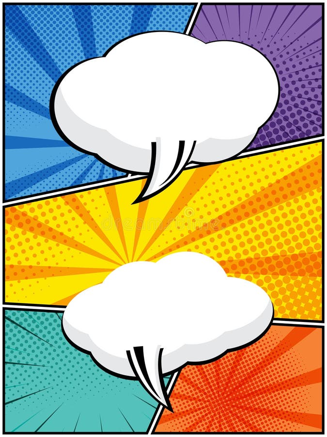Vertical Colorful Comic Book, Pop Art Cartoon Layout Template Halftone ...