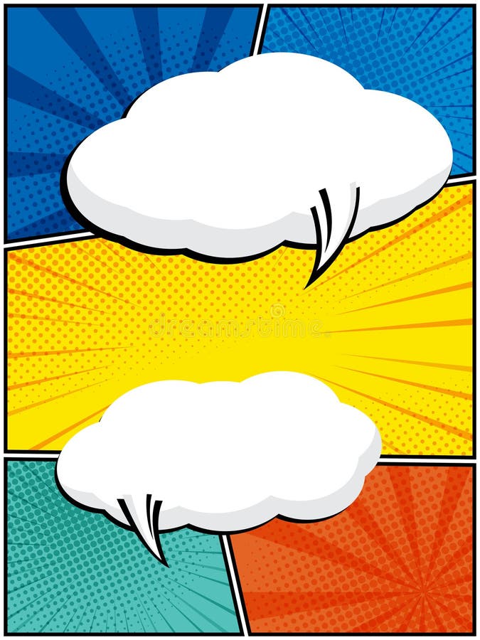 Colorful Comic Book, Pop Art Cartoon Layout Template Halftone Dotted ...