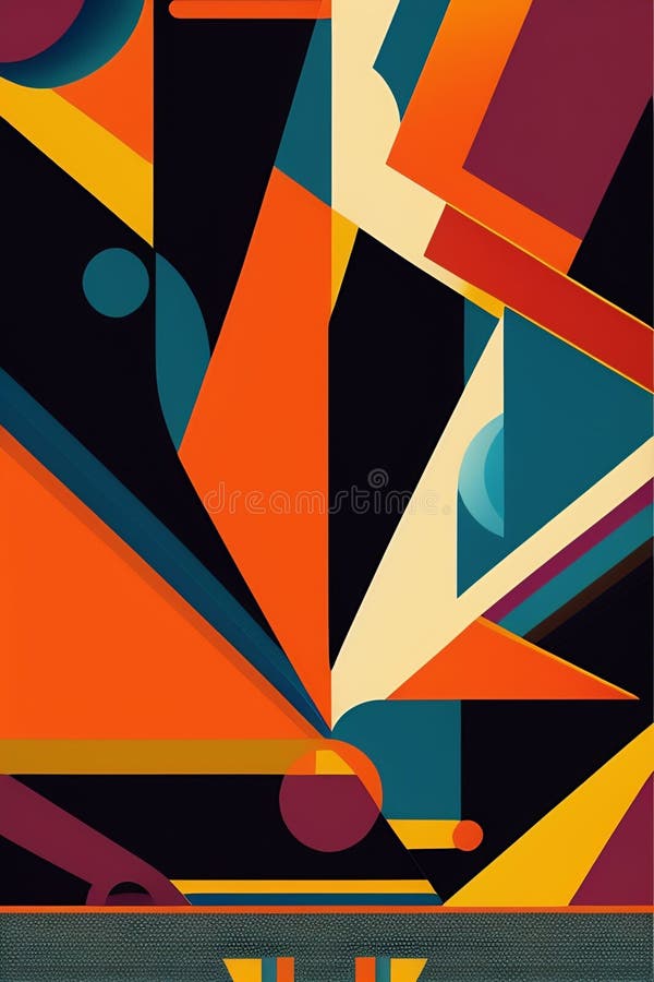 Vertical Colorful Illustration of Geometrical Shapes Creates a Boho ...
