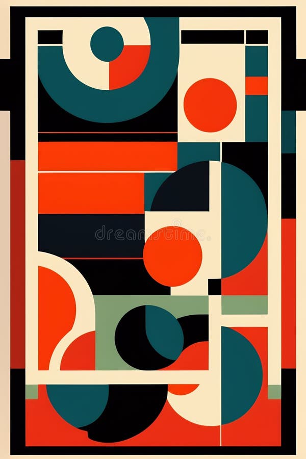 Vertical Colorful Illustration of Geometrical Shapes Creates a Retro ...