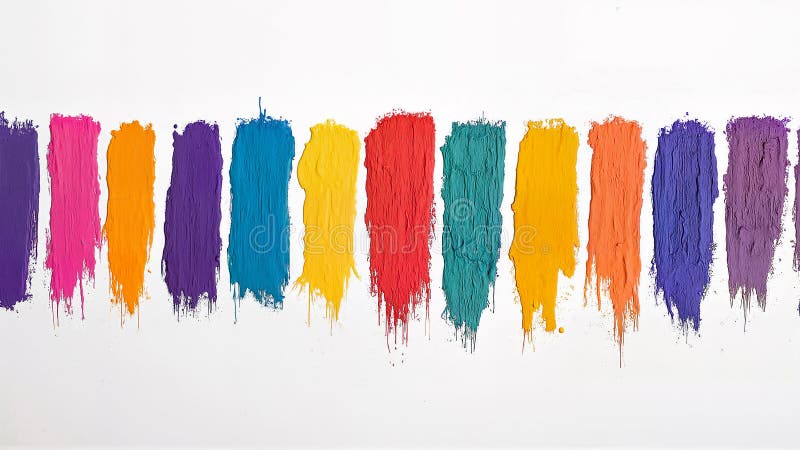 Vertical Colorful Paint Strokes on White Background Stock Image - Image ...
