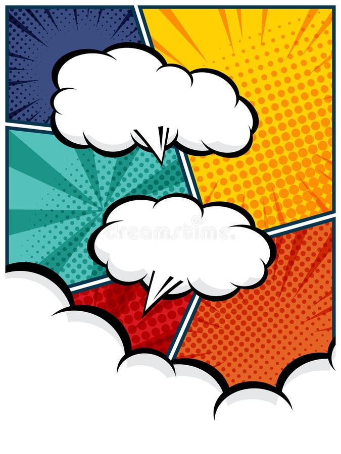 Vertical Comic Speech Bubble in White Cloud on a Vibrant Pop Art ...