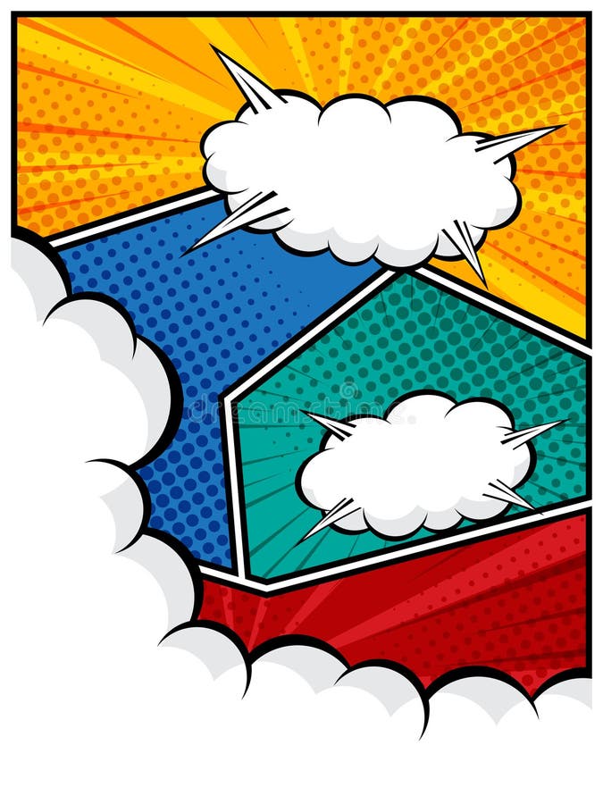 Vertical Comic Speech Bubble in White Cloud on a Vibrant Pop Art ...