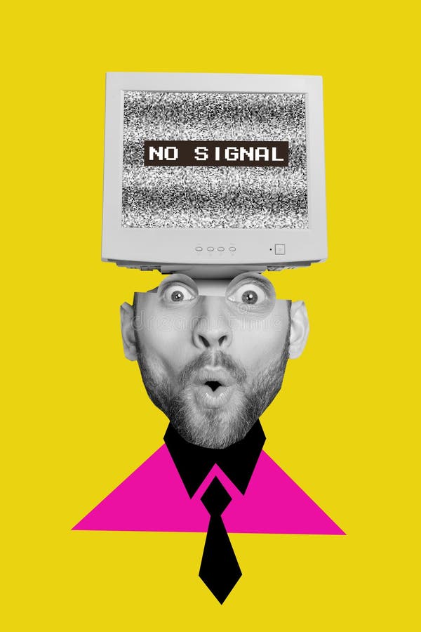 Vertical Composite Artwork Collage Image Picture of Impressed Guy Head ...