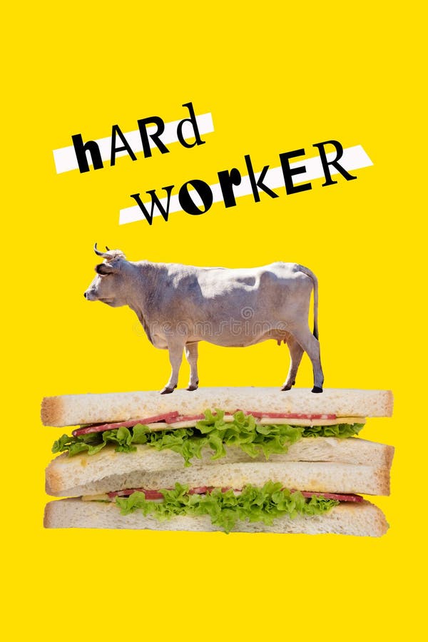 Vertical Composite Artwork Collage Image Picture of Mini Cow Huge ...