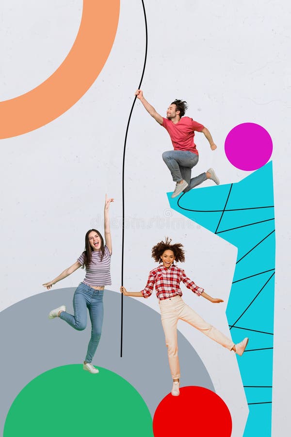 Vertical Composite Artwork Collage Image Picture of Mini People Dance ...