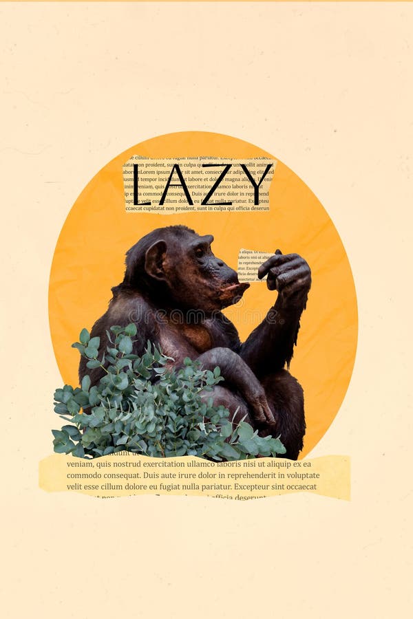 Vertical Composite Avatar Collage of Primate Lazy Monkey Chimpanzee ...
