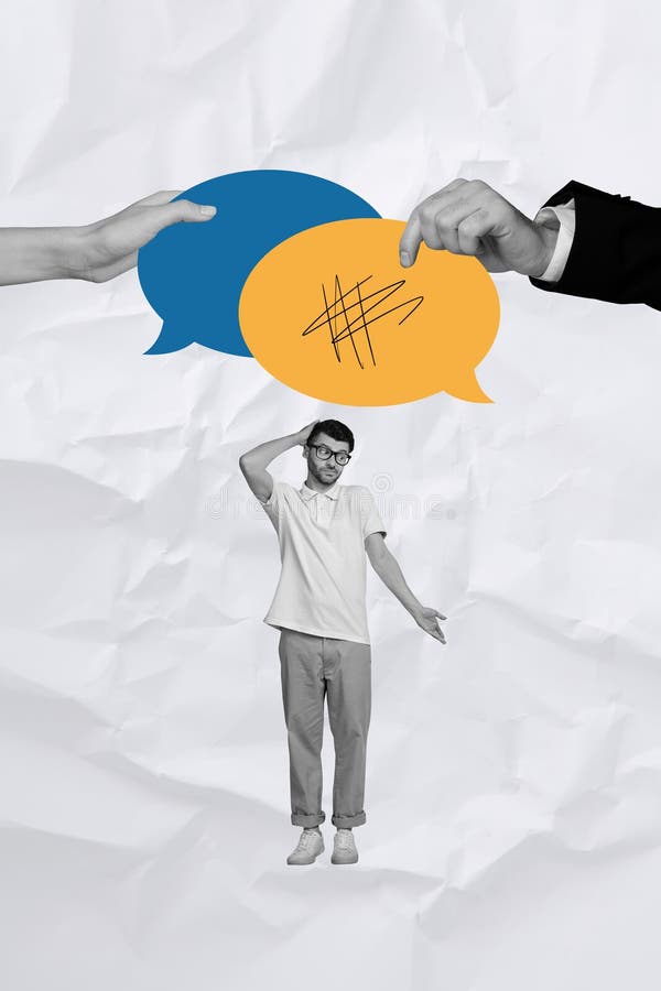 Vertical Composite Collage Picture of Mini Minded Guy Big Arms Hold ...