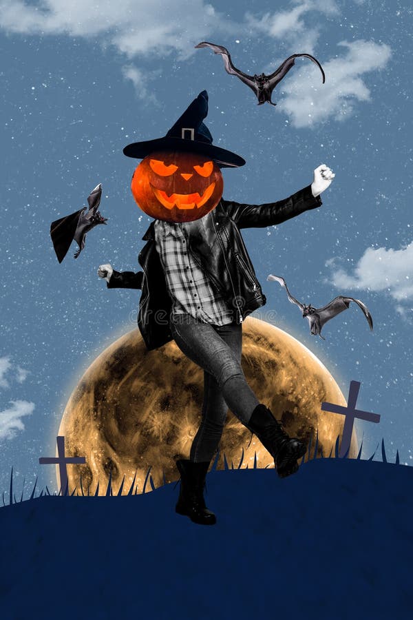 Vertical Composite Creative Photo Collage of Headless Person Pumpkin ... Vertical Composite Creative Photo Collage of Headless Person Pumpkin ...
