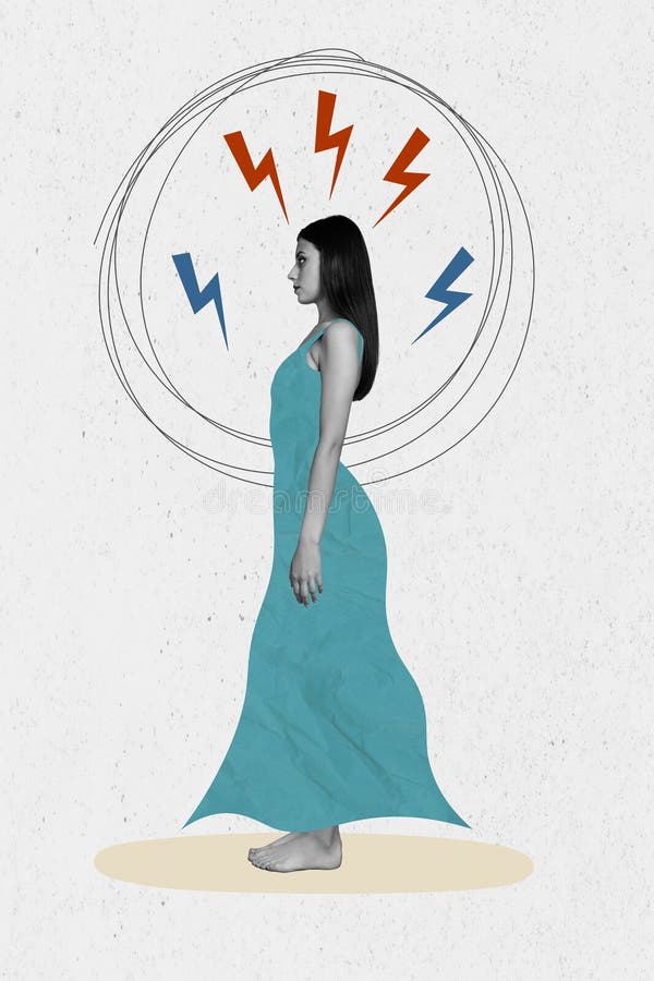 Vertical Composite Photo Illustration Collage of Sleepless Stressed ... Vertical Composite Photo Illustration Collage of Sleepless Stressed ...