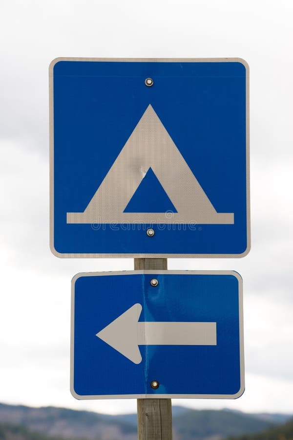 Vertical Composition Campground Tent Camping Sign Next Left Stock Photo ...