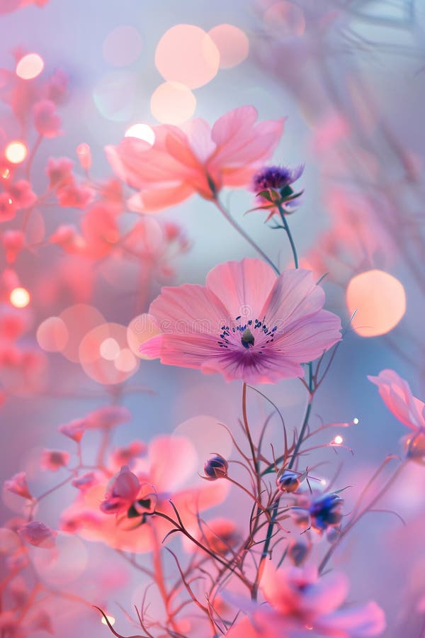 Vertical Composition Featuring Soft Focus Flowers with Blurred Bokeh ...