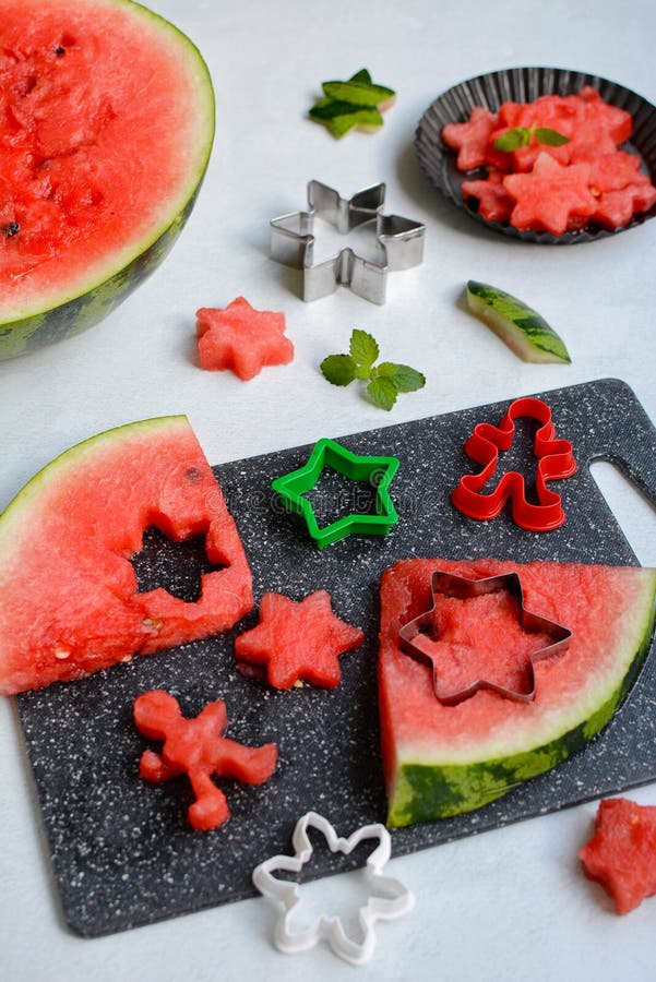 Vertical Composition. the Flesh of the Watermelon is Cut into a Star ...