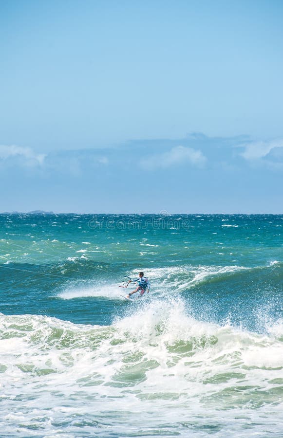 Vertical Composition Sport Photograph of Kite Surfer on Waves Stock ...