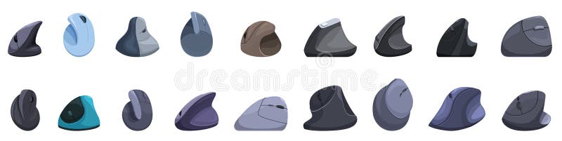 Vertical Computer Mouse Icons Set. Ergonomic Vertical Mice Improving ...