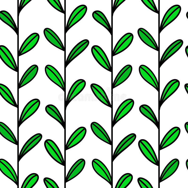 Vertical Continuous Stems with Leaves. Spring Green Sprouts Stock ...