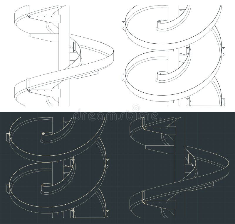Vertical Conveyor Isometric Blueprints Stock Vector - Illustration of ...