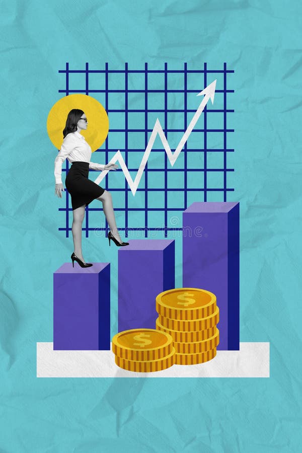 Vertical Creative Collage 3d Artwork Photo of Confident Successful ... Vertical Creative Collage 3d Artwork Photo of Confident Successful ...
