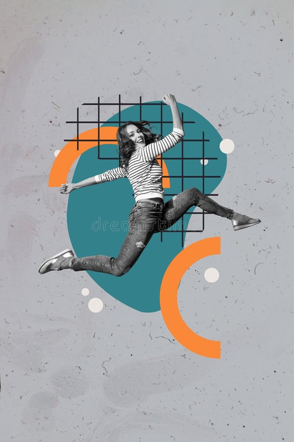 Vertical Creative Collage Illustration Black White Filter Excited Funny ... Vertical Creative Collage Illustration Black White Filter Excited Funny ...