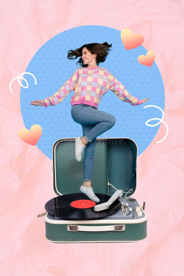Vertical Creative Collage Illustration Photo of Positive Beautiful ... Vertical Creative Collage Illustration Photo of Positive Beautiful ...