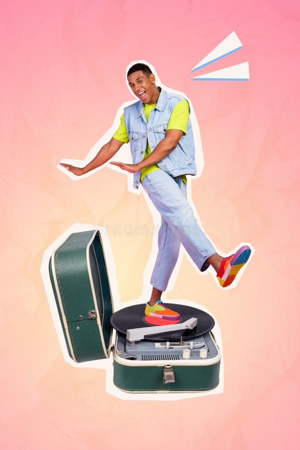 Vertical Creative Collage Illustration Photo of Positive Satisfied ... Vertical Creative Collage Illustration Photo of Positive Satisfied ...