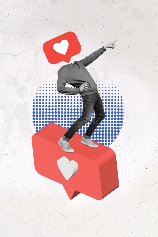Vertical Creative Collage Image of Positive Nab Heart Like Notification ...