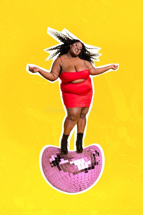 Vertical Creative Collage Image of Positive Young Oversize Thick Woman ... Vertical Creative Collage Image of Positive Young Oversize Thick Woman ...