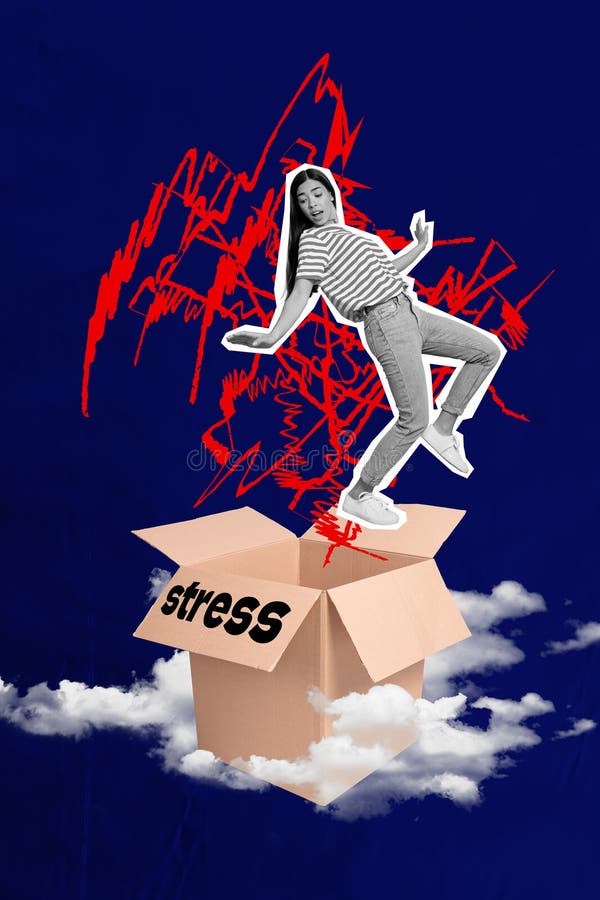 Vertical Creative Collage Image of Stressed Depressed Afraid Young ...