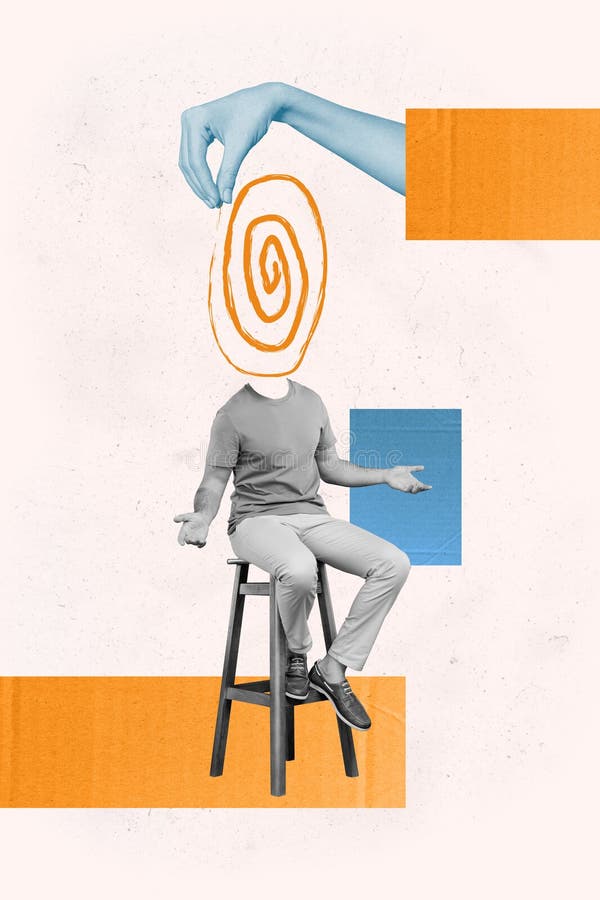 Vertical Creative Collage Poster Sitting Young Man Confused Hypnosis ... Vertical Creative Collage Poster Sitting Young Man Confused Hypnosis ...