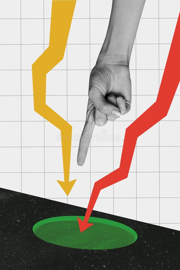Vertical Creative Collage Poster Two Arrows Go Down Decrease Income ...
