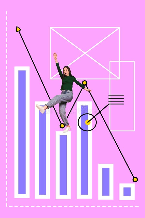 Vertical Creative Collage Poster Young Girl Successful Results Progress ...