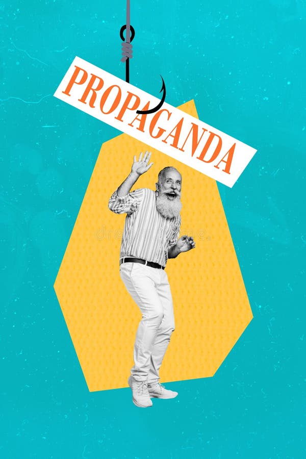 Vertical Creative Collage Standing Elderly Man Helpless Propaganda Hook ...