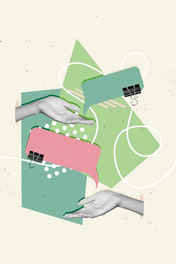 Vertical Creative Composite Abstract Photo Collage of Palms Demonstrate ...