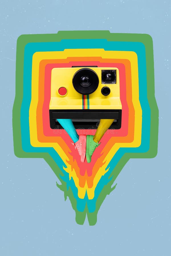 Vertical Creative Composite 3d Photo Collage of Mini Instant Camera ... Vertical Creative Composite 3d Photo Collage of Mini Instant Camera ...