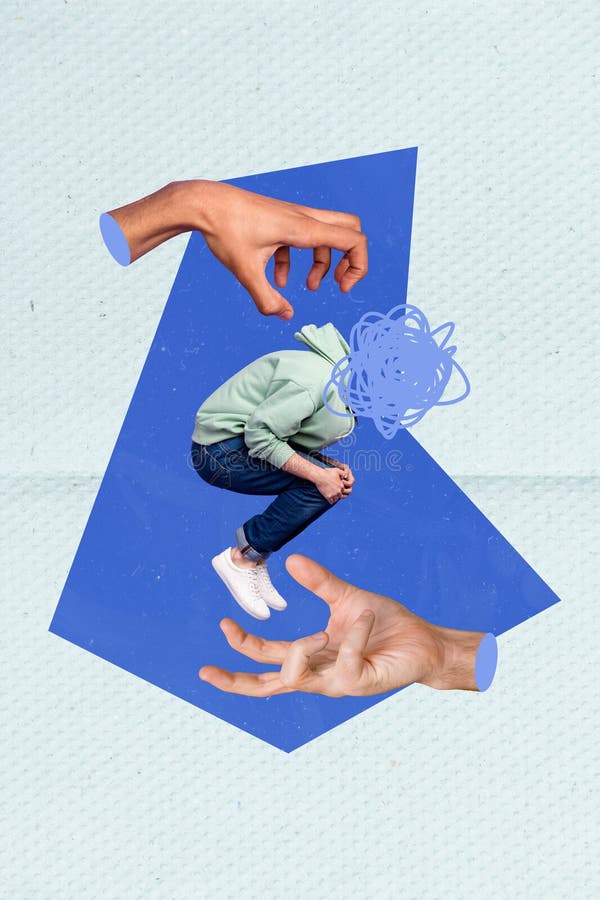 Vertical Creative Composite Photo Collage of Depressed Man with ...