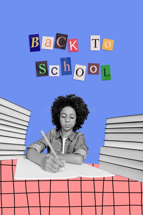 Vertical Creative Composite Photo Collage of Intelligent Schoolkid ...