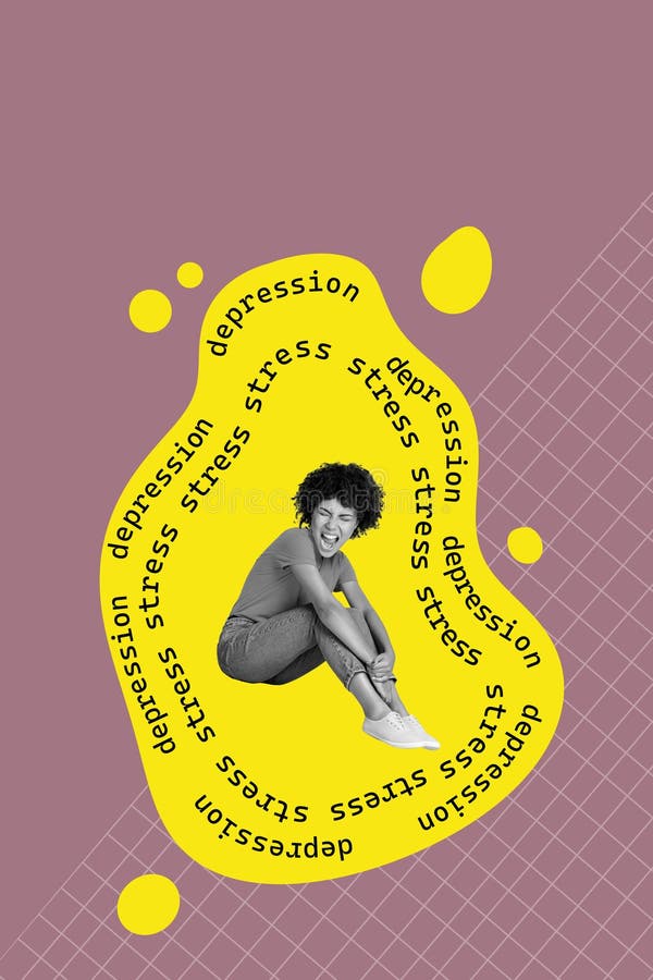 Vertical Creative 3d Magazine Collage Image of Stressed Crying Lady ...