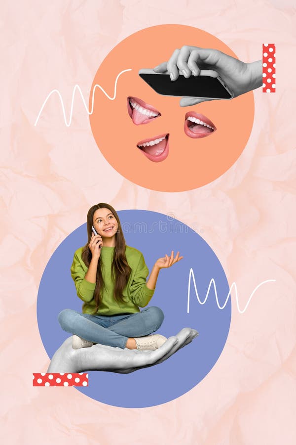 Vertical Creative Photo Collage of Lovely Positive Cute Nice Girl ... Vertical Creative Photo Collage of Lovely Positive Cute Nice Girl ...