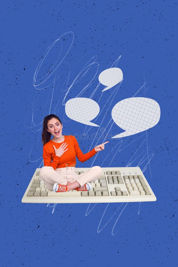 Vertical Creative Photo Illustration Collage of Ecstatic Satisfied Girl ... Vertical Creative Photo Illustration Collage of Ecstatic Satisfied Girl ...