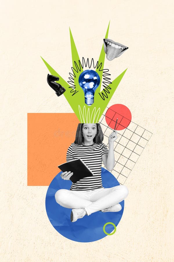 Vertical Creative Poster Collage Excited Teen Kid Girl Sitting Hold ... Vertical Creative Poster Collage Excited Teen Kid Girl Sitting Hold ...