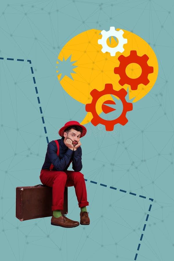 Vertical Creative Poster Sitting Young Man Waiting Depressed Sad ...