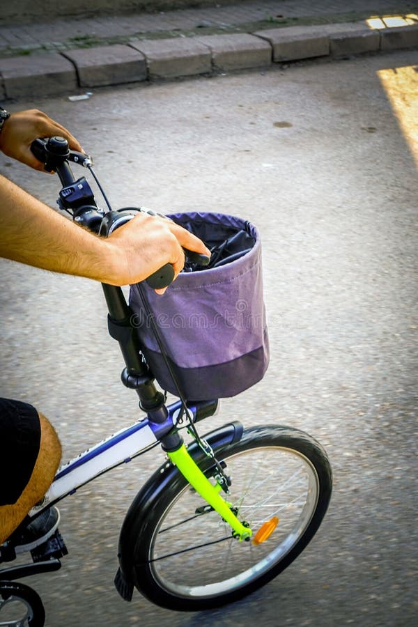 Vertical of a Cycler with a Foldable Bike Stock Photo - Image of ...