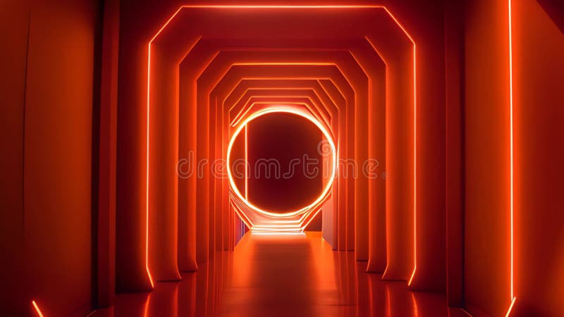 Endless Loop Futuristic Tunnel with Multicolored Neon Lights Background ...