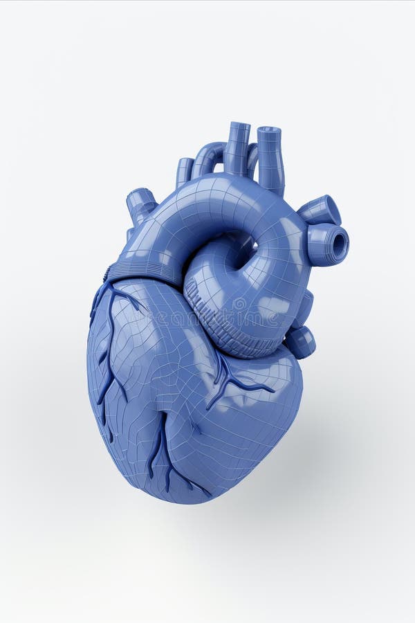 Vertical 3D Heart Model on Transparent Background for Illustrations and ...
