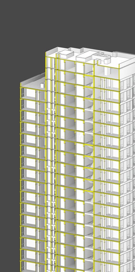 Partial 3d Cross Section Perspective of a High Rise Residential ...